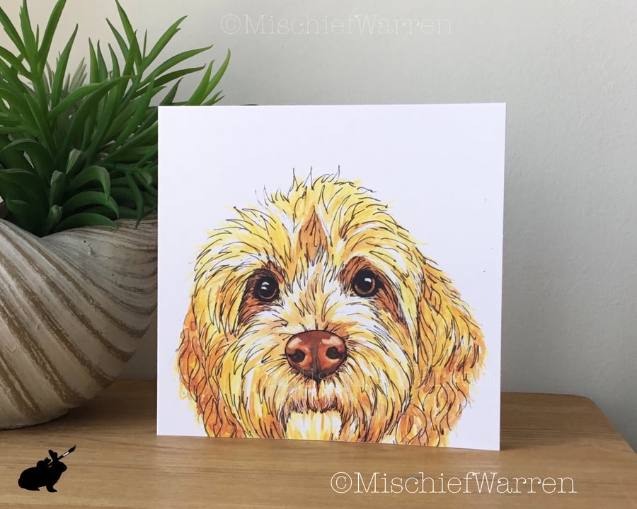 Gold Cockapoo Art Card - Blank or Personalised ... - Folksy