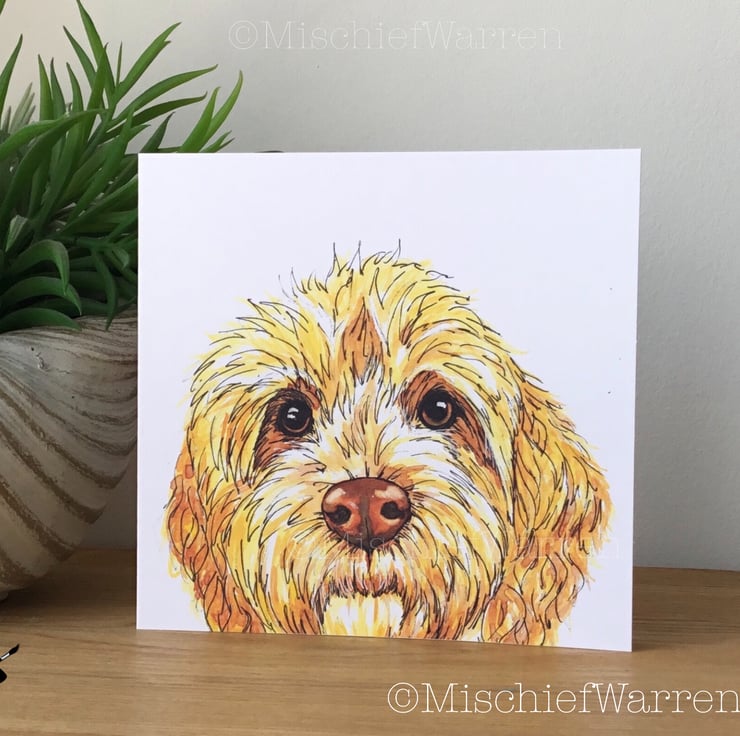 Gold Cockapoo Art Card - Blank or Personalised ... - Folksy