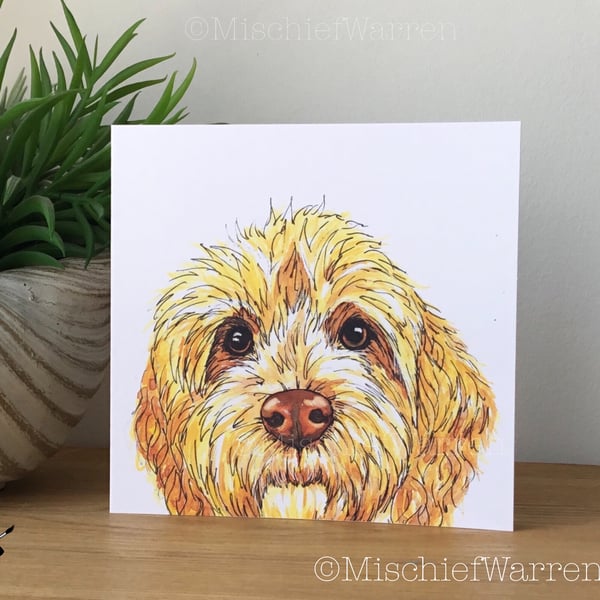 Gold Cockapoo Art Card - Blank or Personalised ... - Folksy