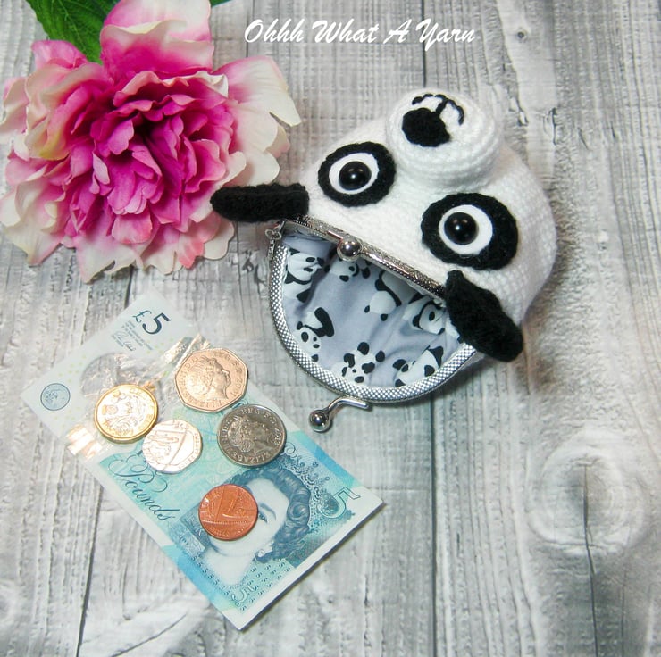 Crochet panda purse, crochet purse, coin purse,... - Folksy