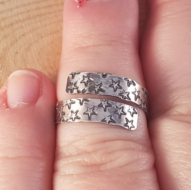 Sterling Silver Star Stamped Cross Over Adjusta... - Folksy