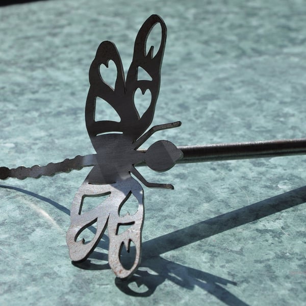 Garden Stake, Art, Steel, Dragonfly, Valentine,... - Folksy