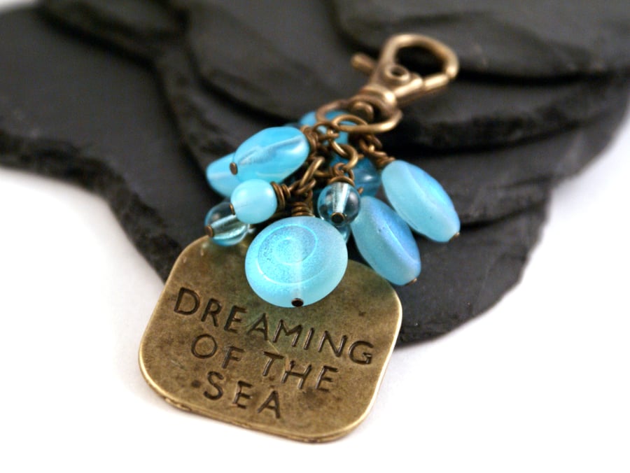 Aqua Blue Bag Charm - Folksy