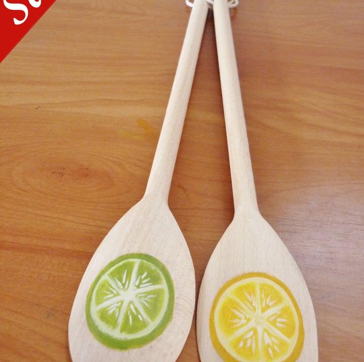 Sale - 33% off! - Lemon and Lime Decorative Woo... - Folksy