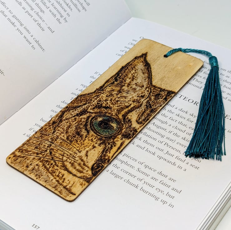 Cat wooden bookmark, pyrography gift for a cat... - Folksy