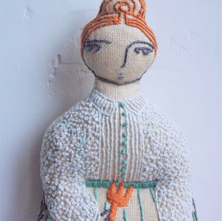 Isobel - A Hand Embroidered Textile Art Doll, E... - Folksy