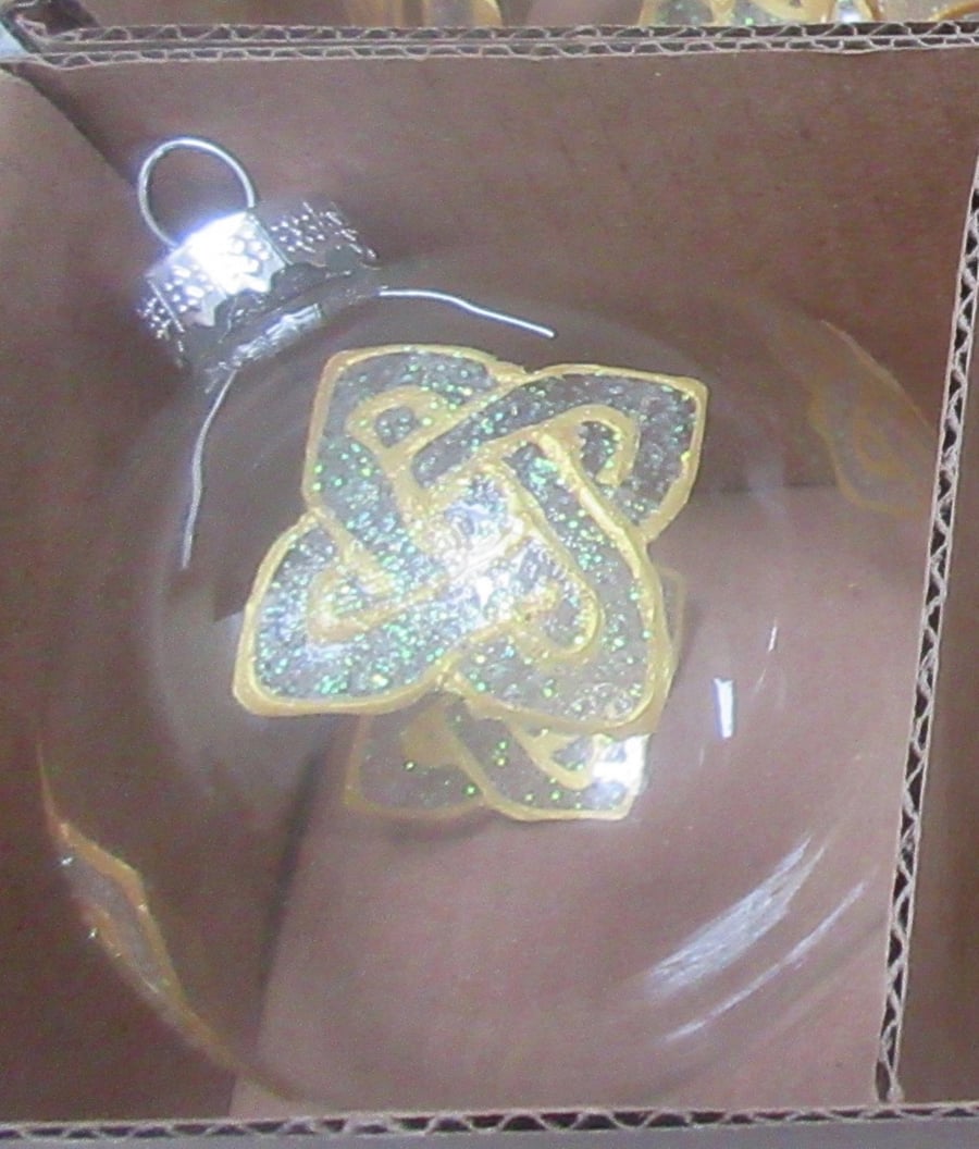 Clear Glass Bauble with hand painted Celtic Kno... - Folksy