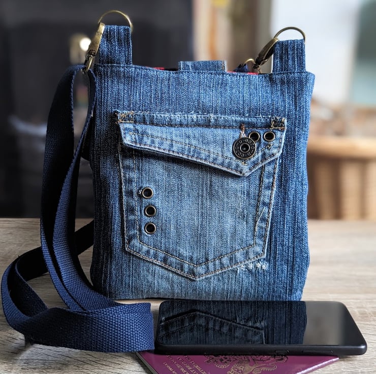 Denim Bag - Grungy Denim Mini Cross Body Crosso... - Folksy