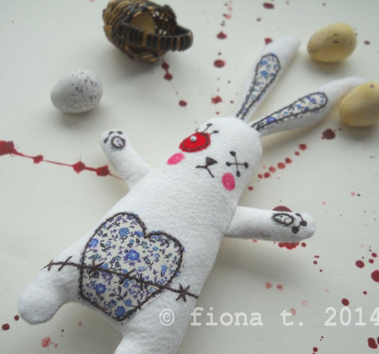 embroidered zombie rabbit - Folksy