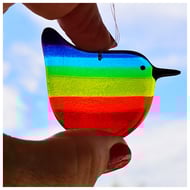 a chunky 'Rainbow Wren of Hope' bird with dark ... - Folksy