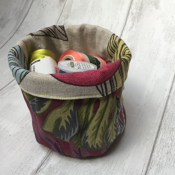 Small fabric basket: plant pot, cosmetics etc S... - Folksy