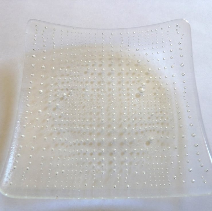 SALE bubbles handmade fused glass dish - Folksy