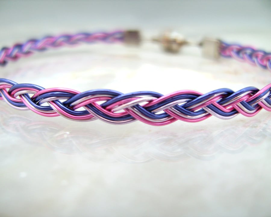 Purple Lilac Pink Copper Wire Braid Bracelet, - Folksy