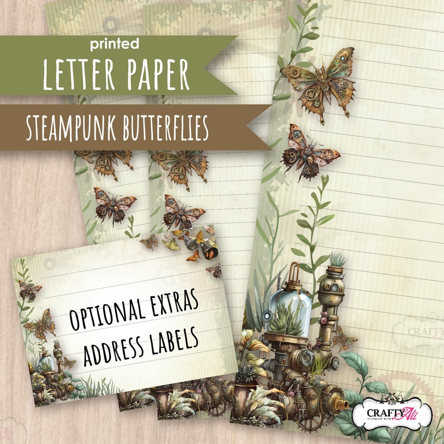 Letter Writing Paper Steampunk Butterflies - Folksy