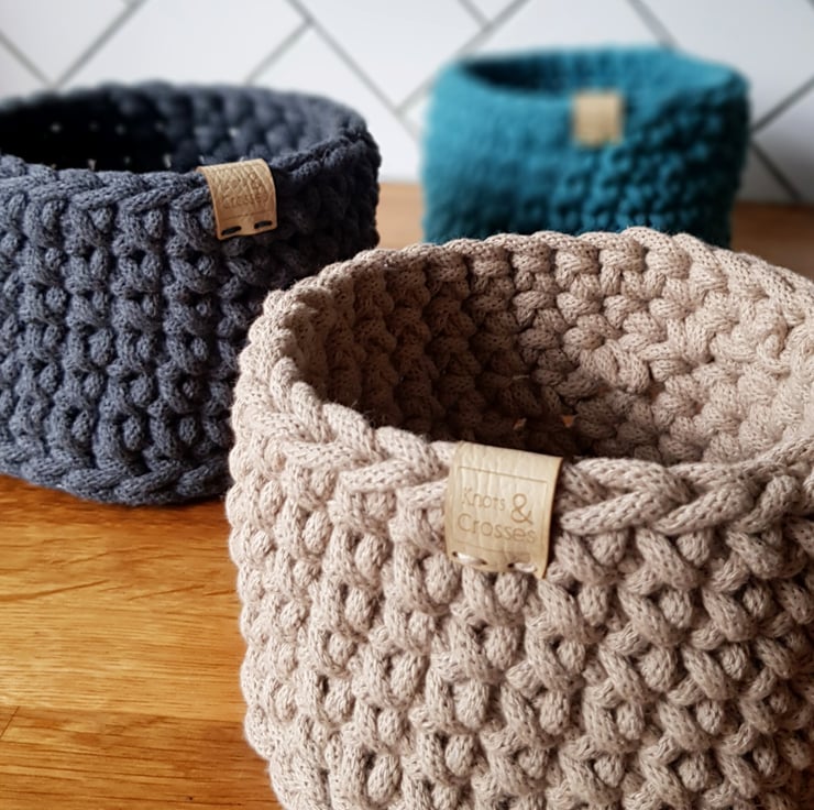 Nesting set of 3 Crochet Baskets, 16 Colour Cho... - Folksy