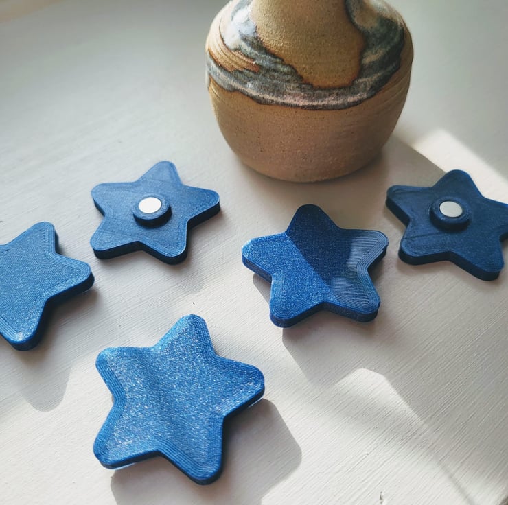 GLITTER BLUE STAR fridge magnets set of 5 Magne... - Folksy