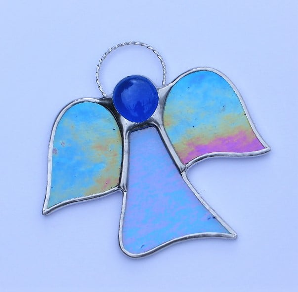 Stained glass (Angel) abstract in blue and purp... - Folksy