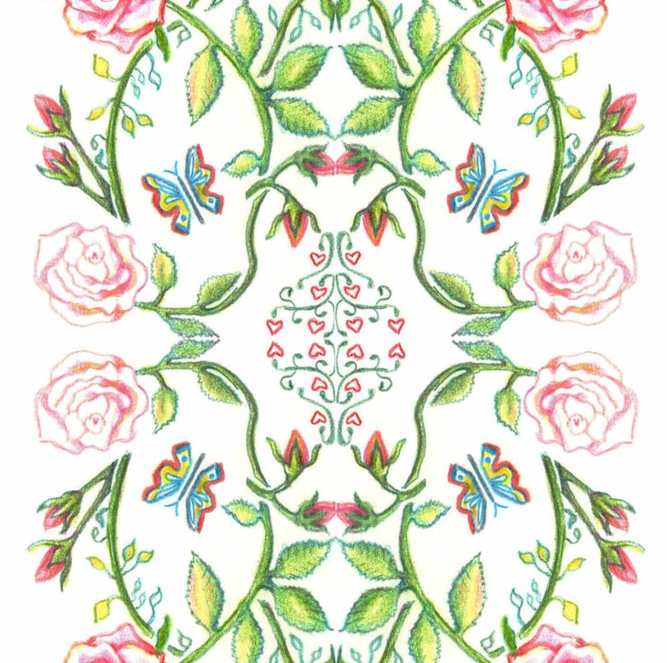 Handdrawn Mothers Day Rose Garden Greetings Card - Folksy