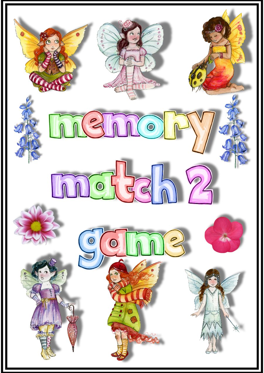 Children's Fairy memory match 2 card game - Folksy