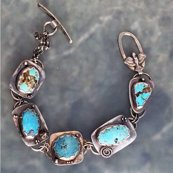 Sky blue American Turquoise bracelet - beautifu... - Folksy