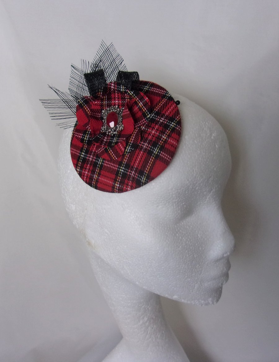 Royal Stewart Red Tartan Cocktail Fascinator Hat - Folksy