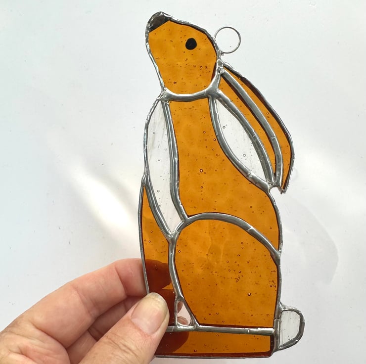 Stained Glass Hare Suncatcher - Moon Gazing Har... - Folksy