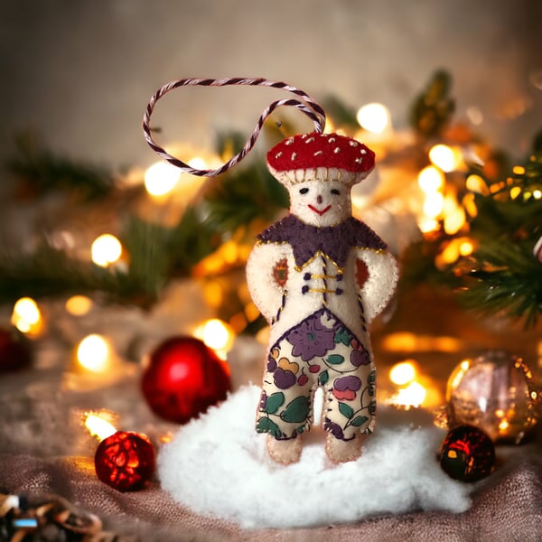 Christmas Secret Santa Gift Wool Felt Mushroom Man - Folksy