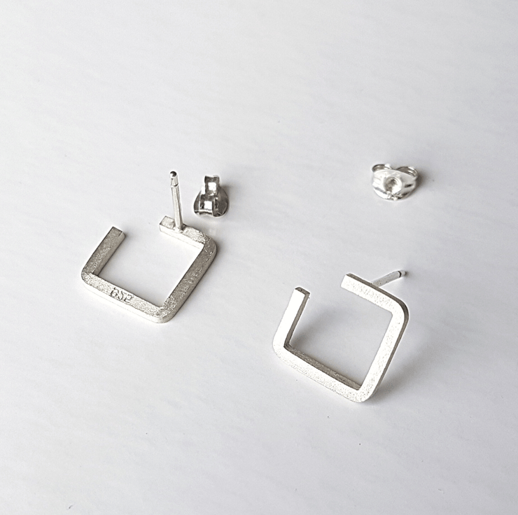 Square Wire Stud Earrings in Sterling Silver - ... - Folksy