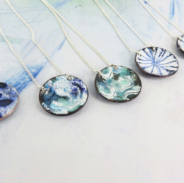 Enamel Disc Unique Colourful Round Pendant - Folksy