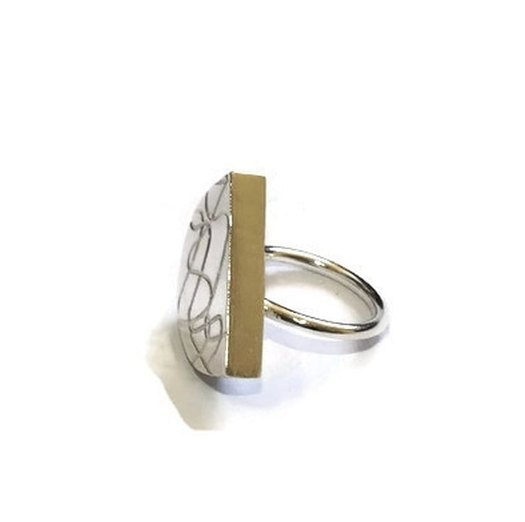 sterling silver semi circle handmade ring - Folksy