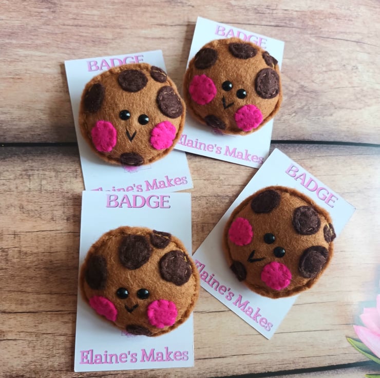 Hand sewn wool blend felt 'choc chip cookie' ba... - Folksy