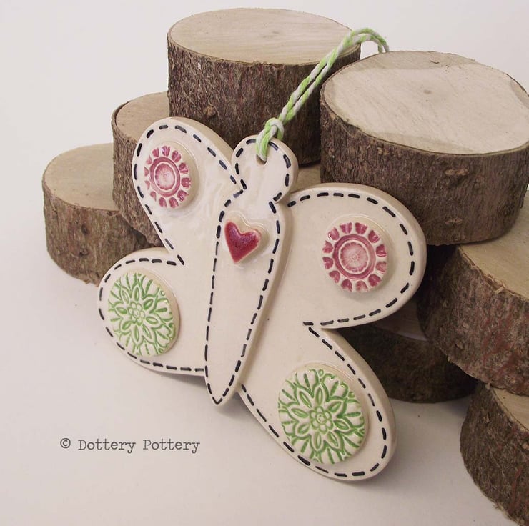 Pottery Butterfly Ceramic decoration. Illustrat... - Folksy