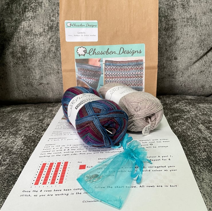 Jewel Fair Isle 1 Cowl Knitting Kit - in 4 ply ... - Folksy