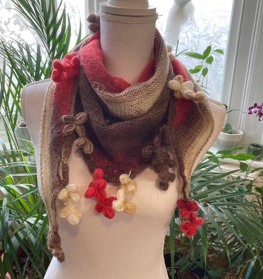 Crochet triangle shawl- woman gradient neck wra... - Folksy