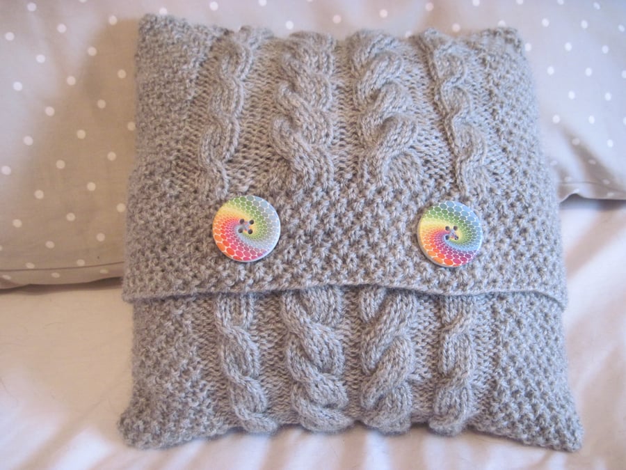 Mini Soft Grey Decorative Cushion - Folksy