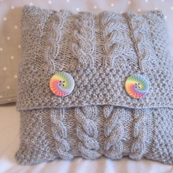 Mini Soft Grey Decorative Cushion - Folksy