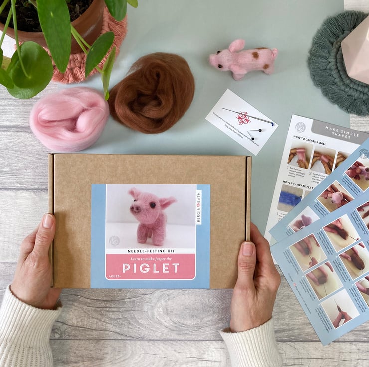 Needle felting kit, Pig. Make a mini piglet wit... - Folksy