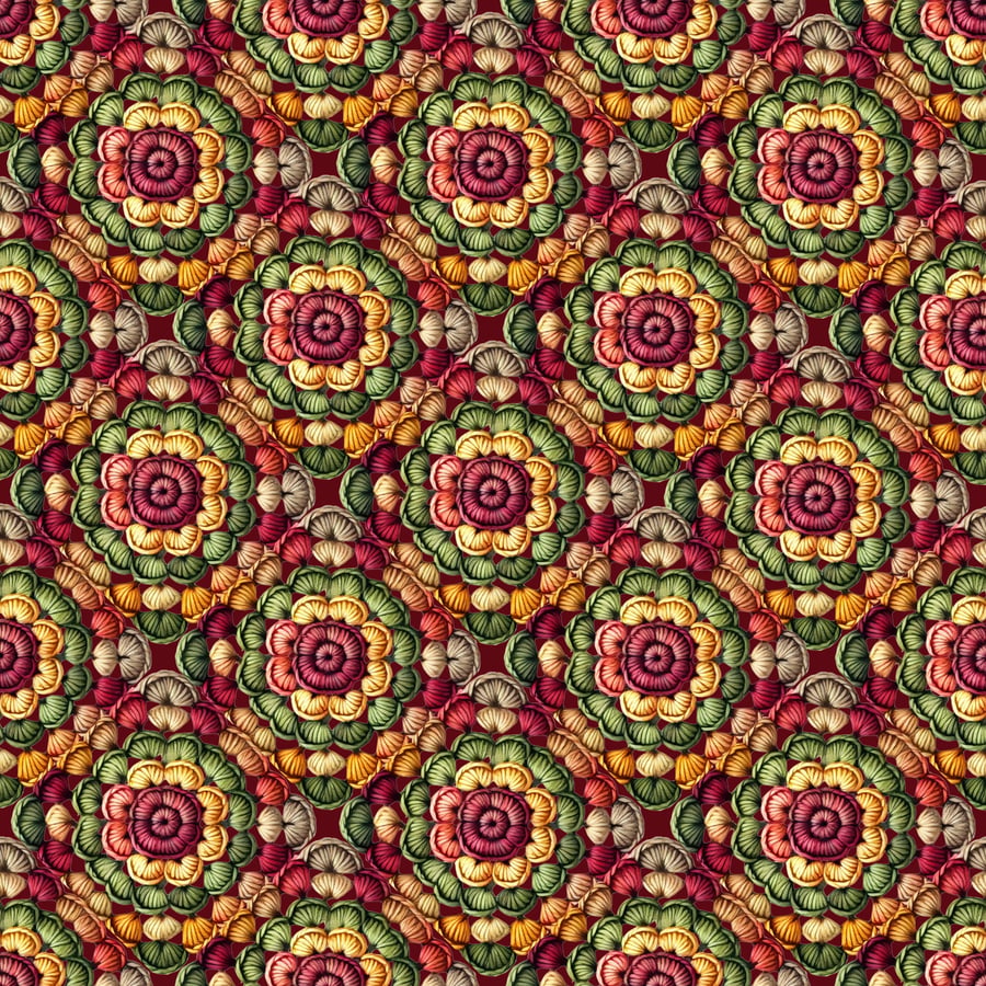 Digital print crochet-inspired granny squares v... - Folksy