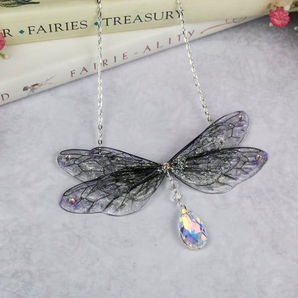 Enchanting Beaded Double Bee Wing Sparkle Penda... - Folksy