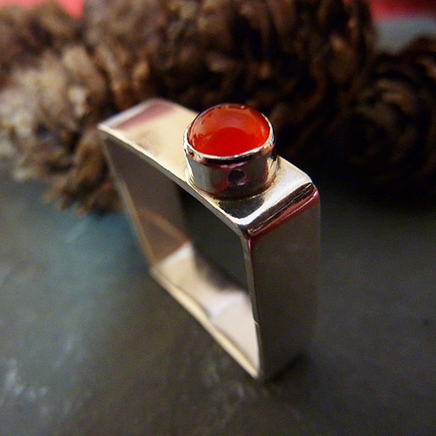 Square ring with gemstone - Folksy