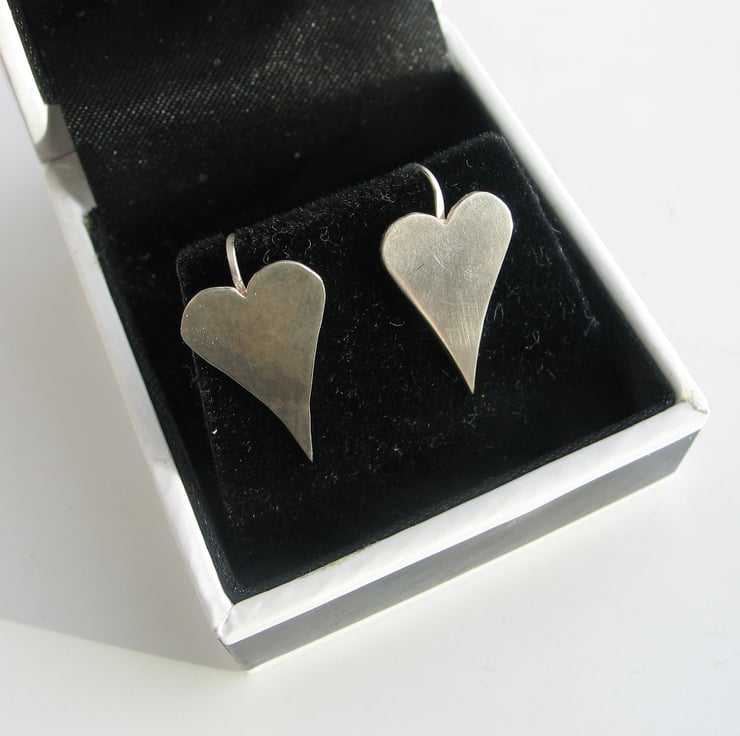 Silver Heart Earrings - Folksy