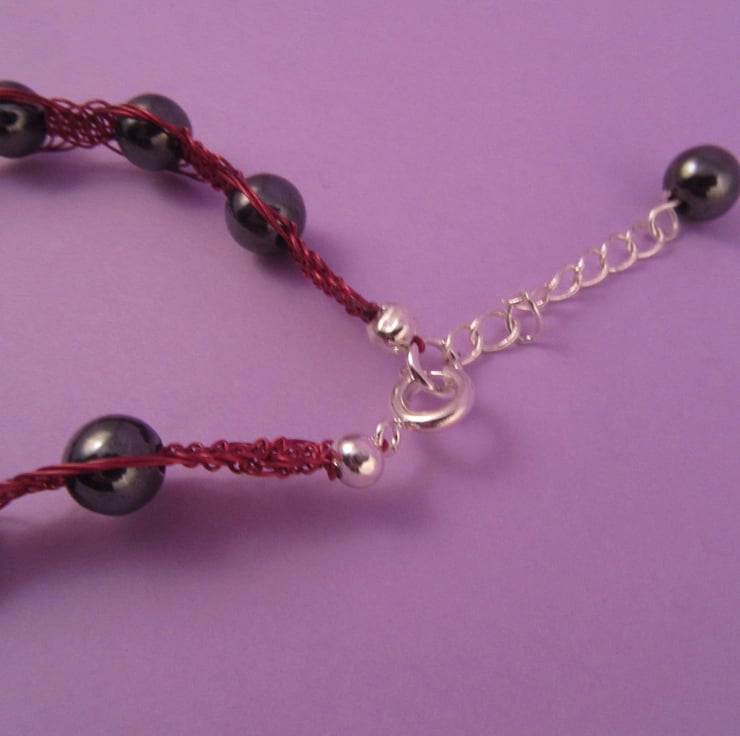 Haematite Red Macrame Bracelet - Folksy