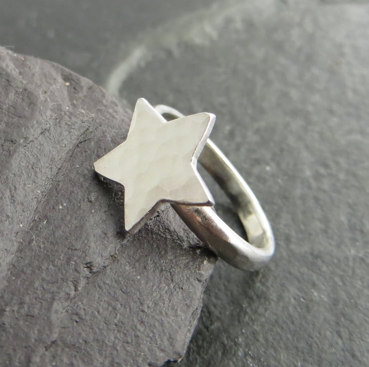 Sterling silver star ring, Space jewellery - Folksy