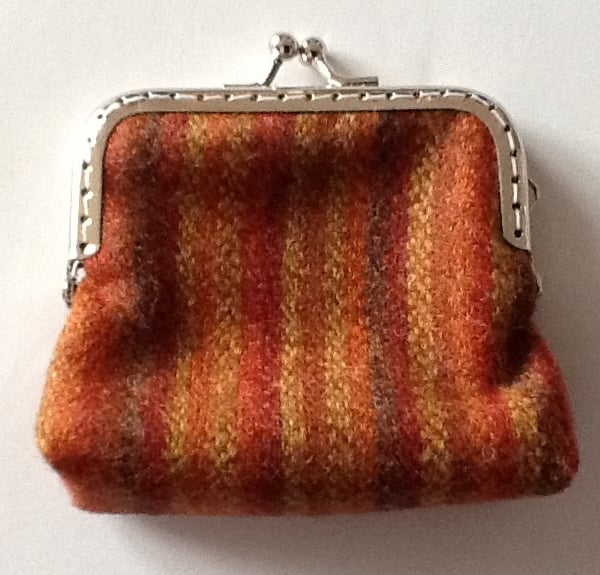 Shetland wool tweed metal framed coin purse - Folksy