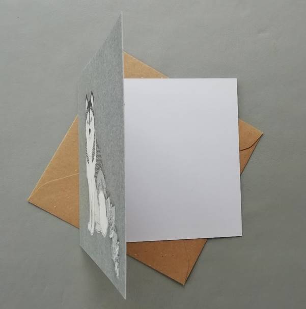 Husky dog card - Folksy