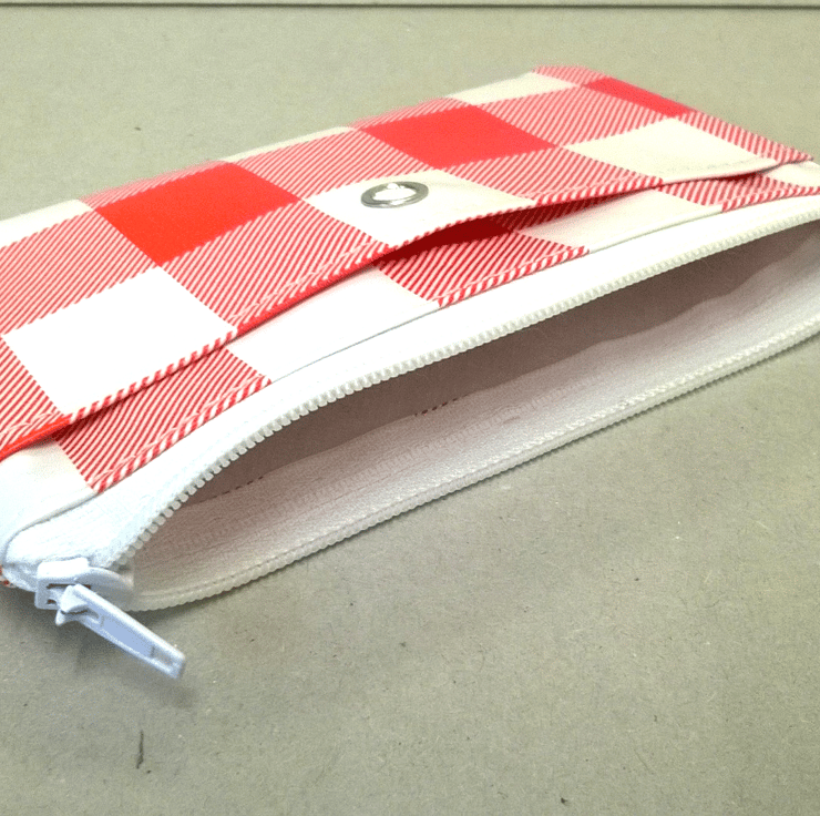 Red checked coin purse, Made with PVC vinyl, Sm... - Folksy