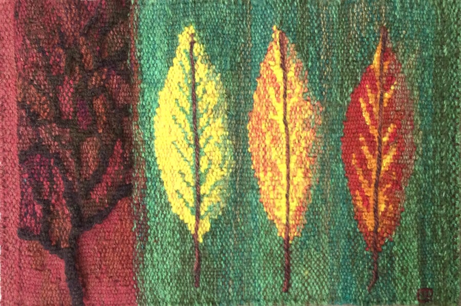 Mounted handwoven tapestry weaving, textile art... - Folksy