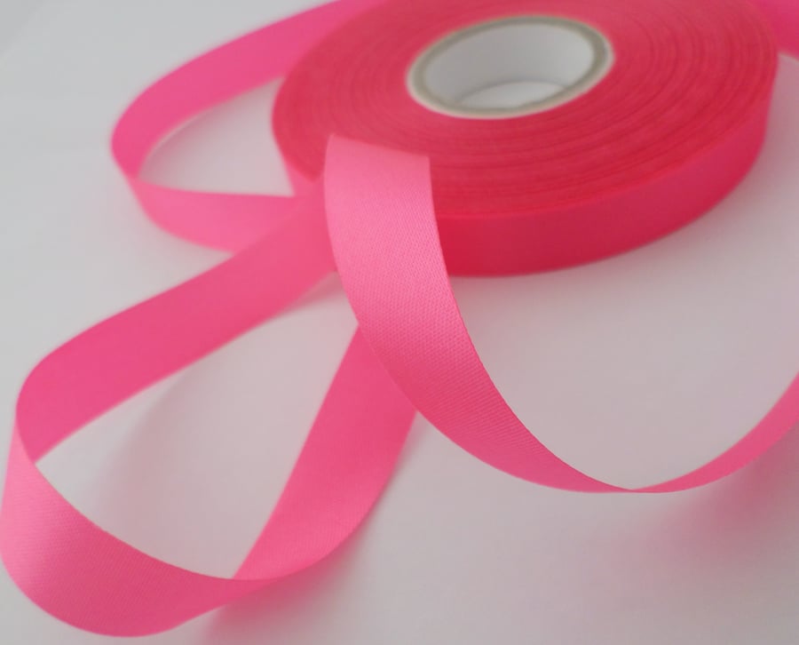 5 metres hot pink satin acetate ribbon 15mm - Folksy