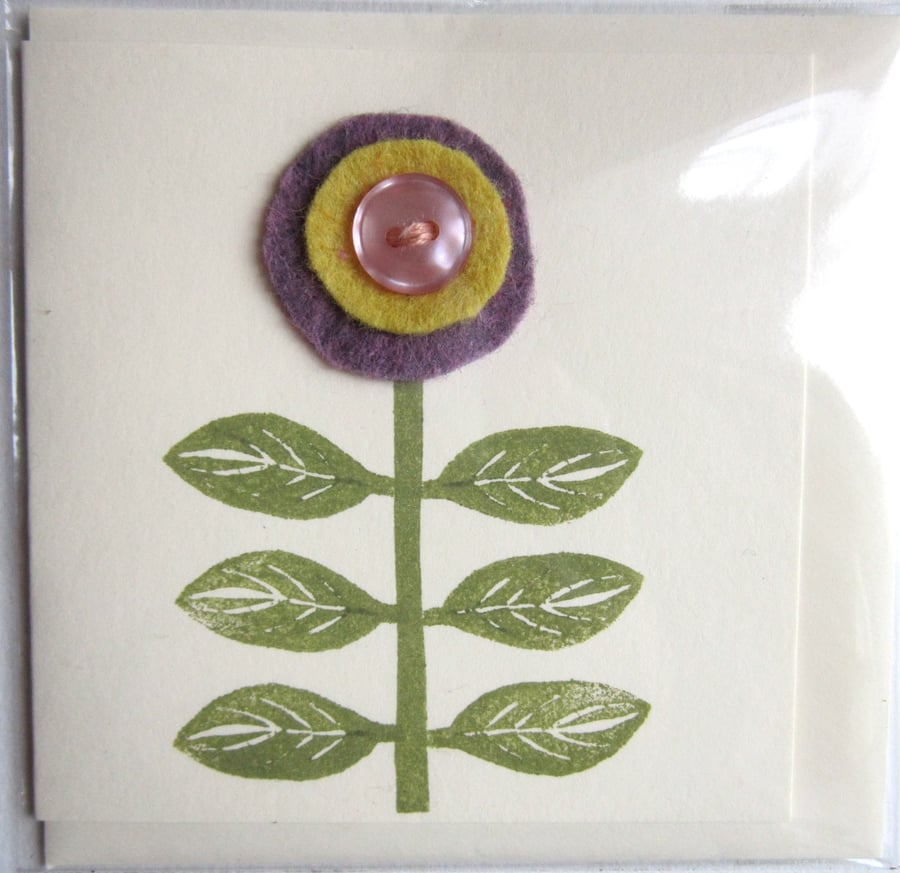 Little Button Flower Card - Folksy