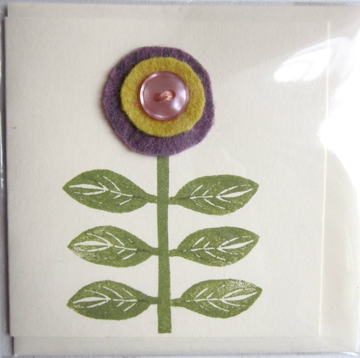 Little Button Flower Card - Folksy